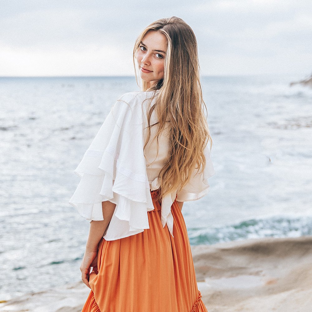 Bohemian Double-Layer Wrap Top, Flutter Sleeve Rayon Top with Lace ...